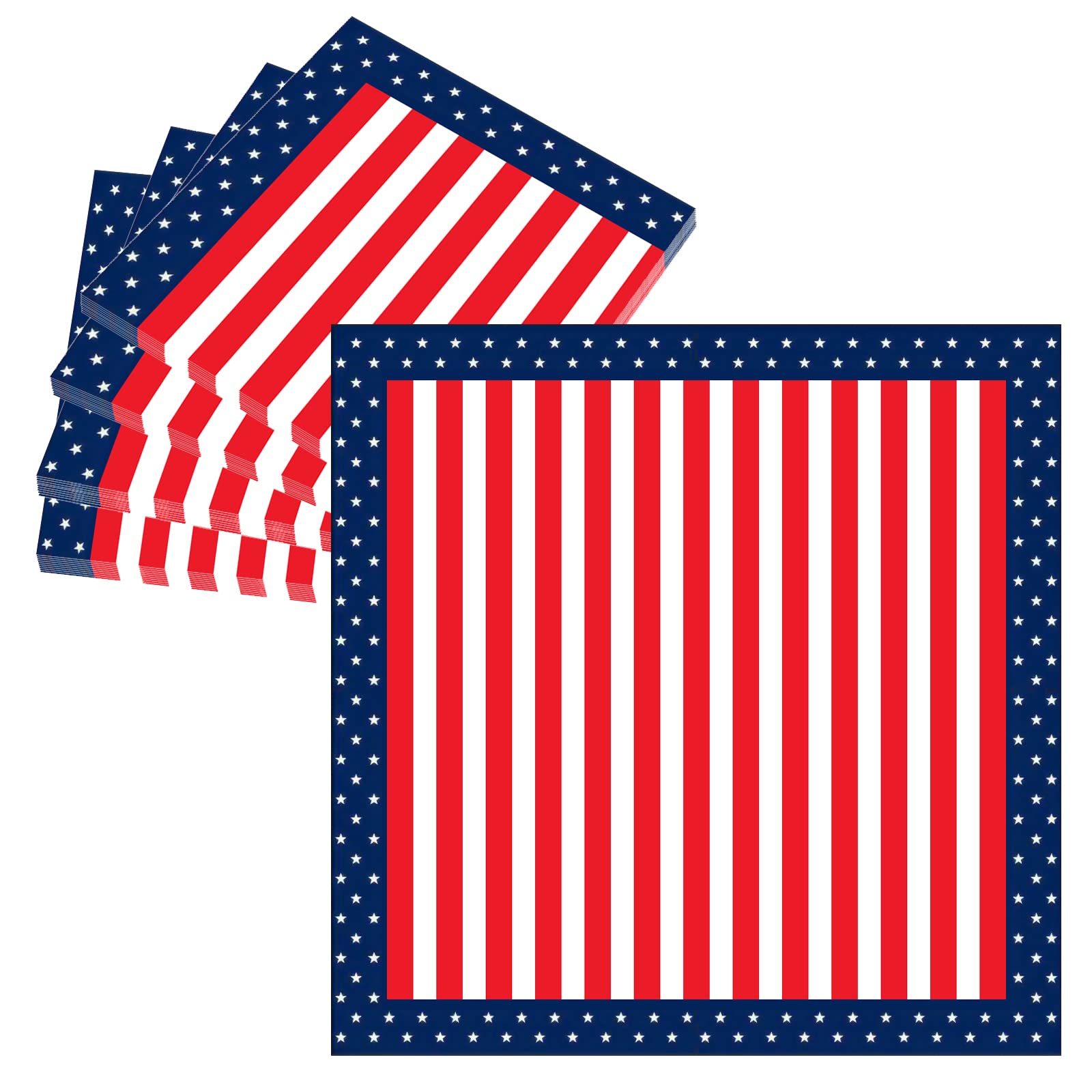 40 Count American Flag Napkins - 12 x 12 Inches Disposable Red White ...