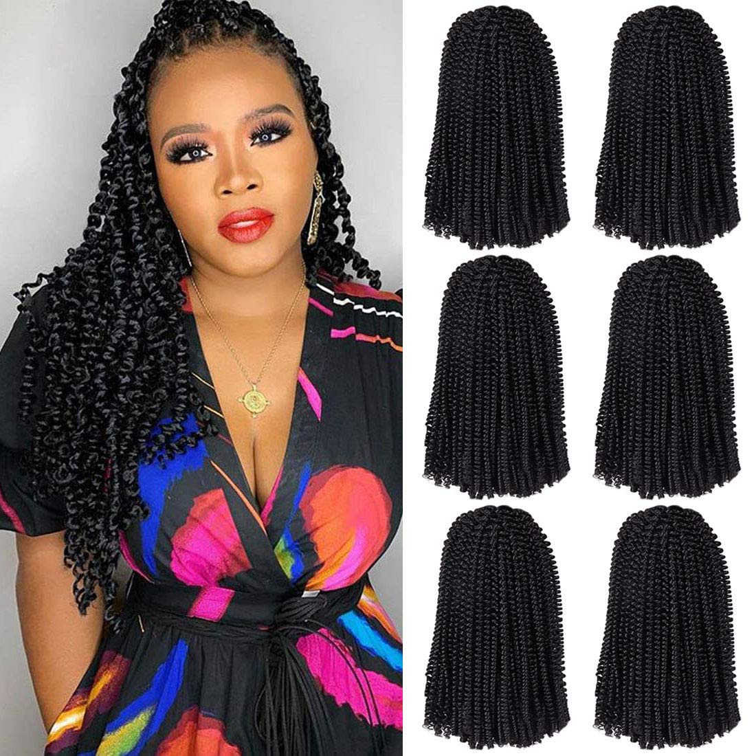 6 Packs Spring Twist Crochet Hair 12inch Spring Twists Bomb Twist Hair ...