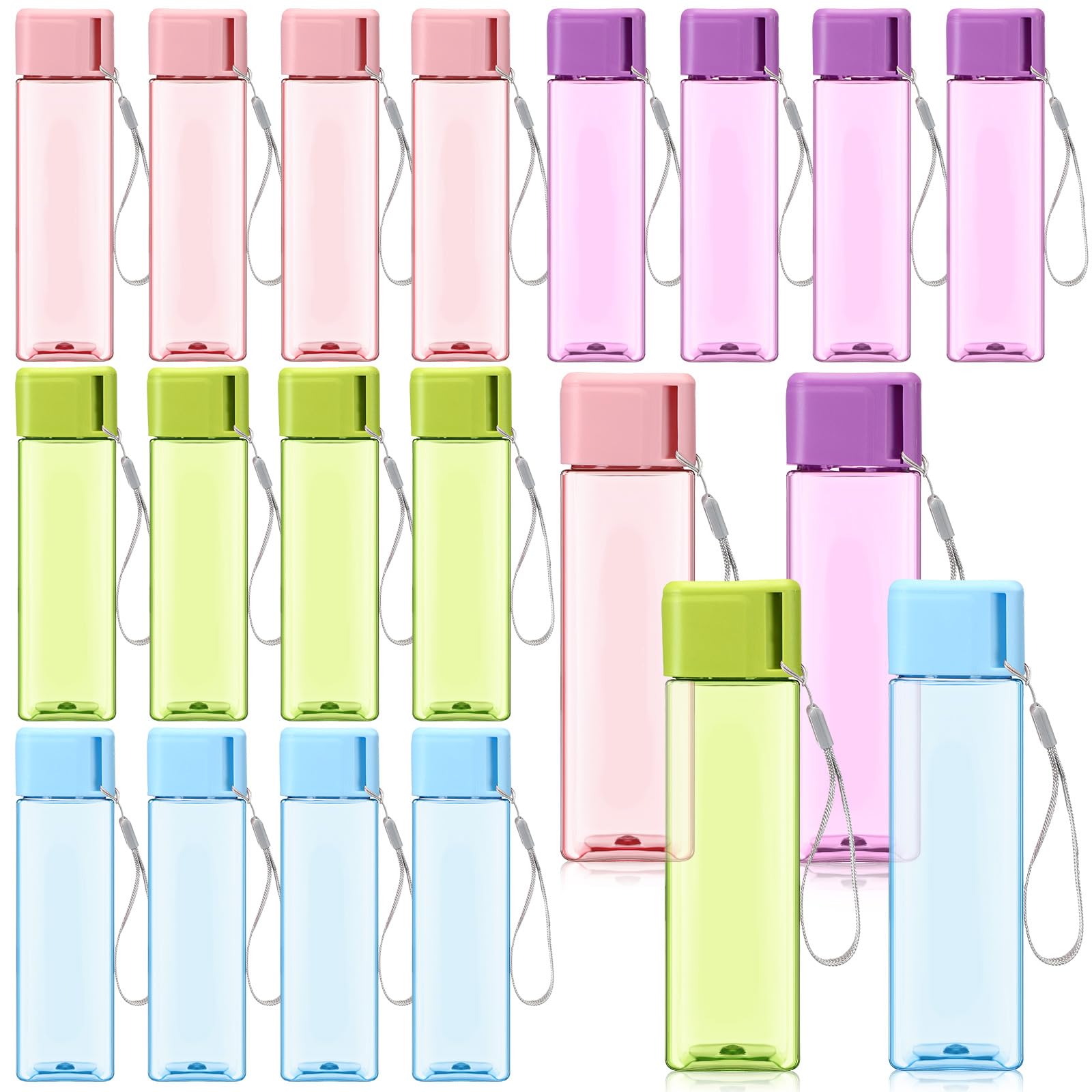 Mifoci 20 Pieces Water Bottle Bulk 17 oz Plastic Water Bottles Bulk Gym ...