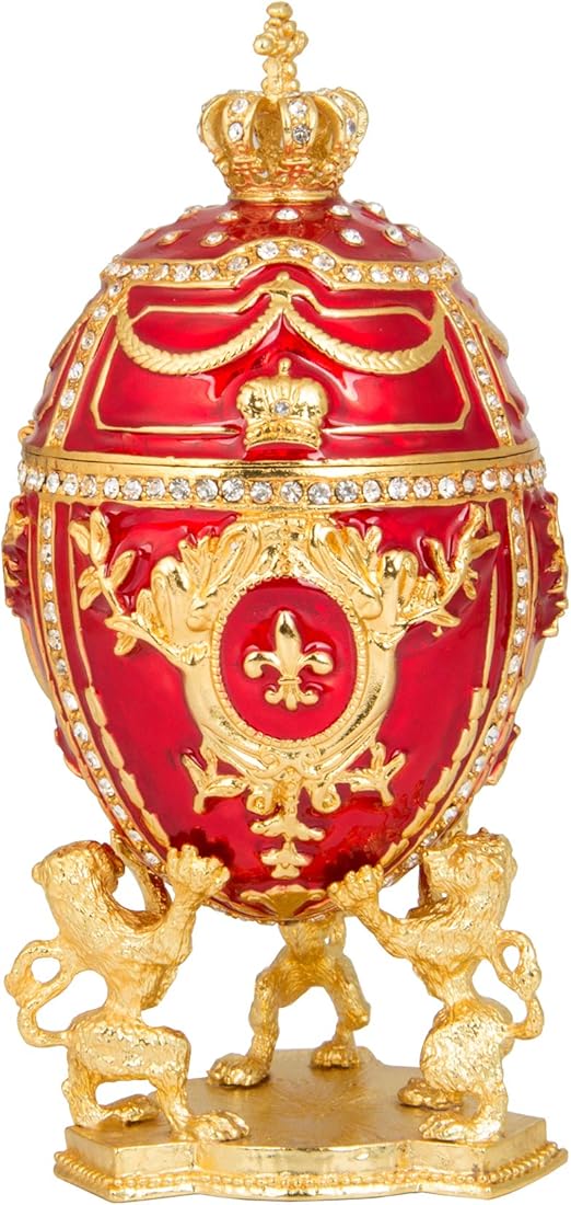 Amazon.com: QIFU Vintaga Faberge Egg Replica Hinged Jewelry Trinket Box ...