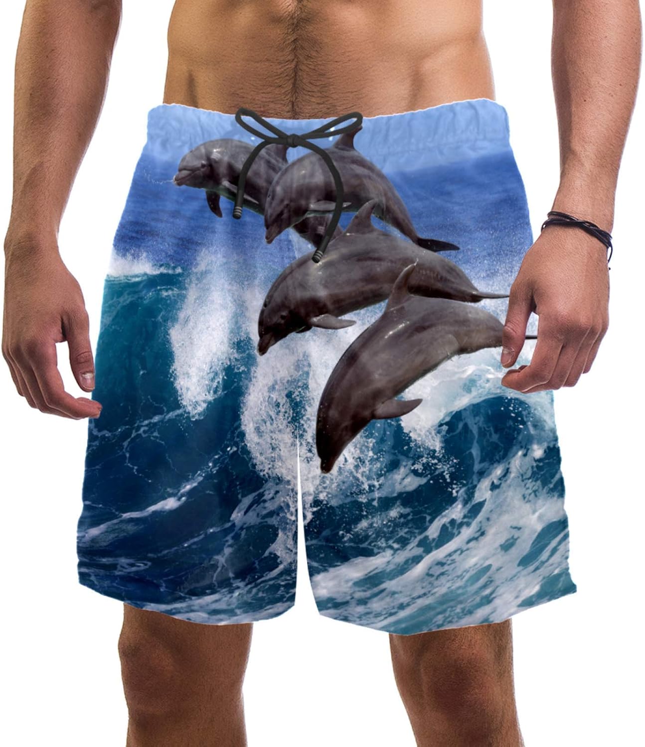 nakw88 Ocean Dolphin Swim Shorts for Men Swim Trunks Men’s Bathing ...