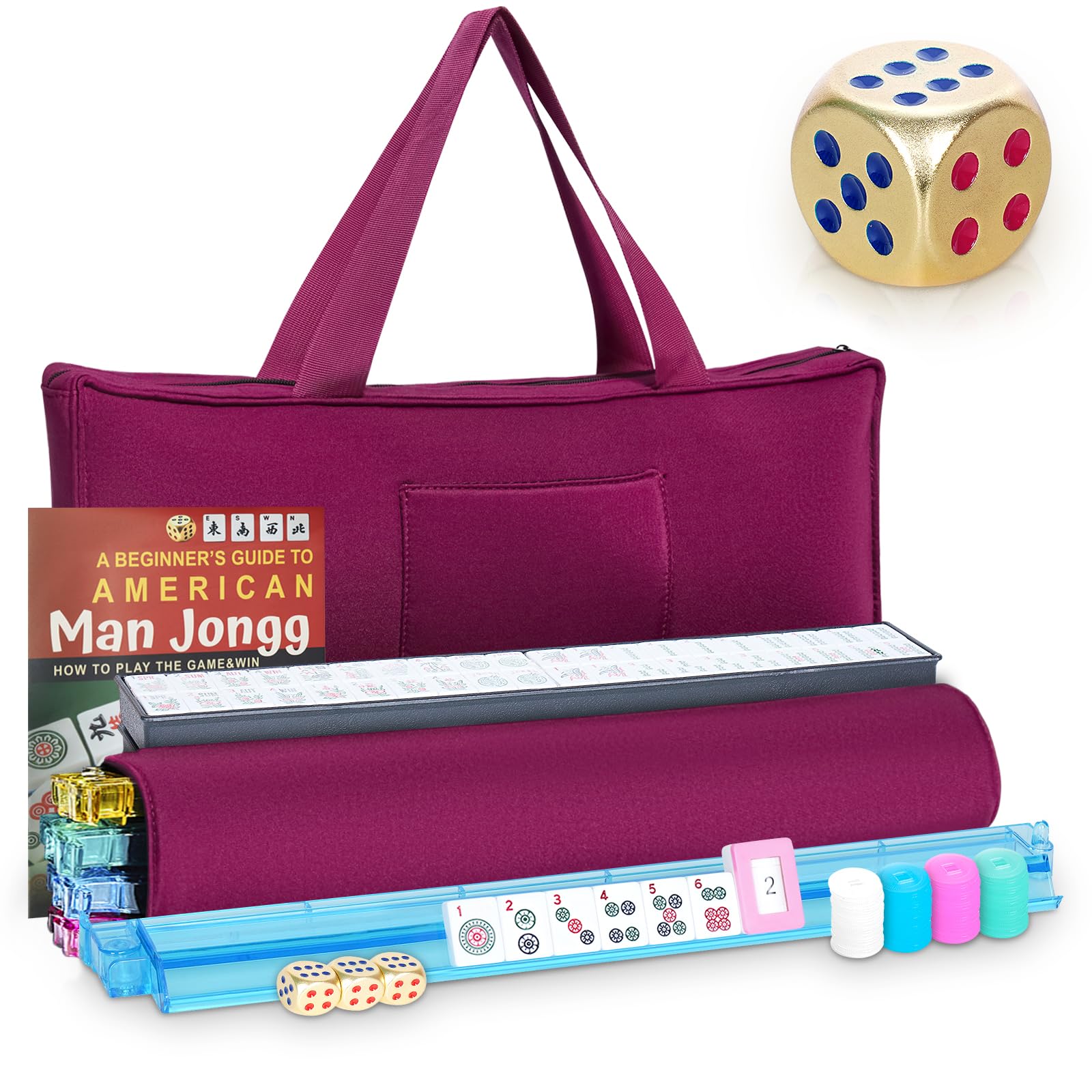 New American Mahjong Game Set, 166 Premium White Tiles with Portable ...