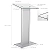 M&T Displays Tempered Clear Glass Conference Podium Stand with Aluminum ...