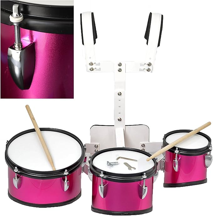 3er Marching Drum Set in coolem Purple Lila Marschtrommel Fan Trommel ...