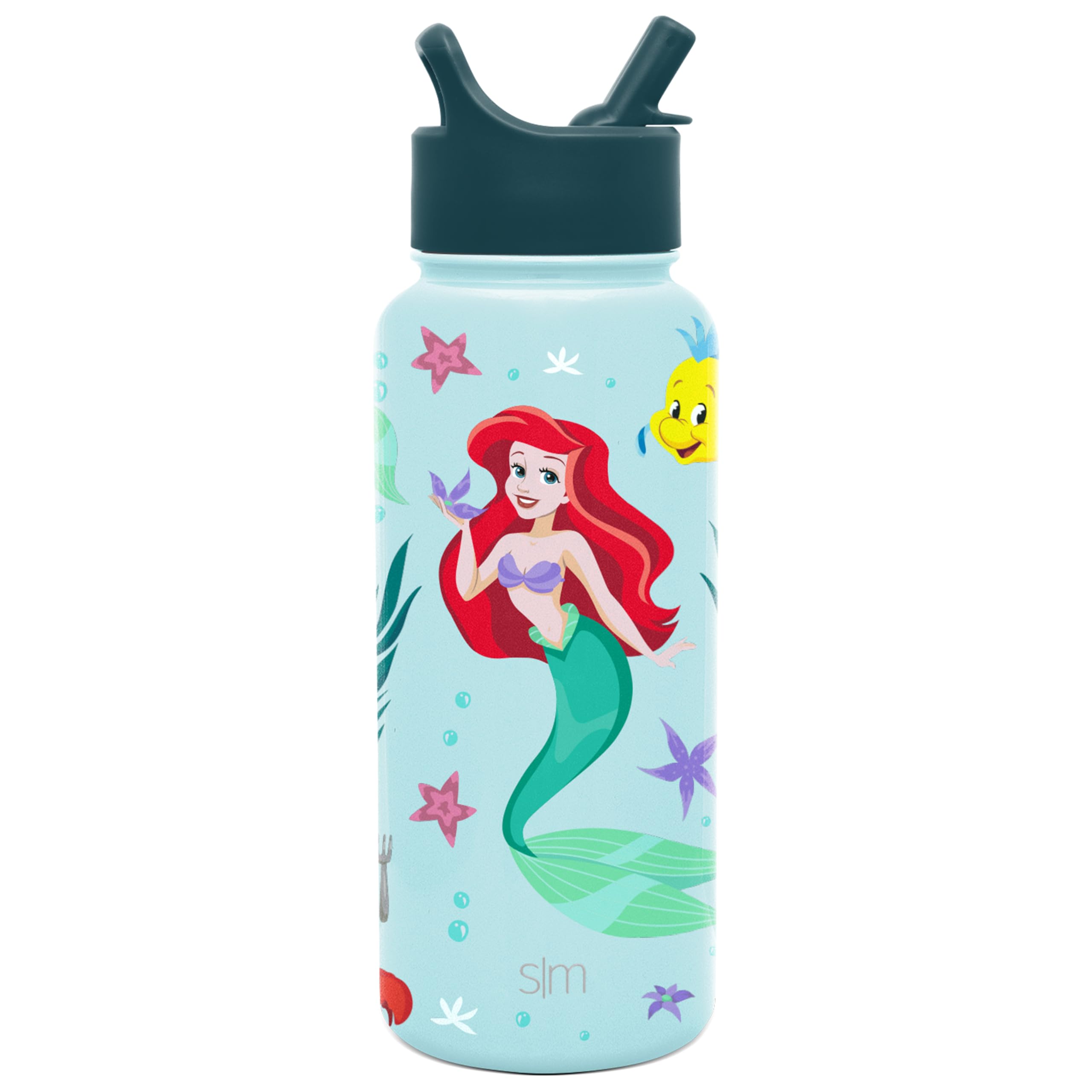 Simple Modern Disney The Little Mermaid Ariel Water Bottle with Straw Lid Insulated Stainless ...