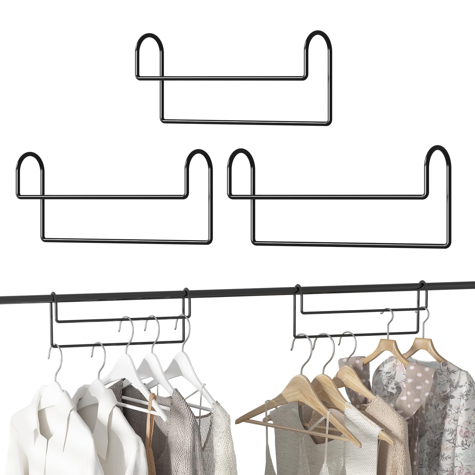 Space Saving Hangers for Clothes: 3 Pack 12 inch Magic Hanger Closet ...