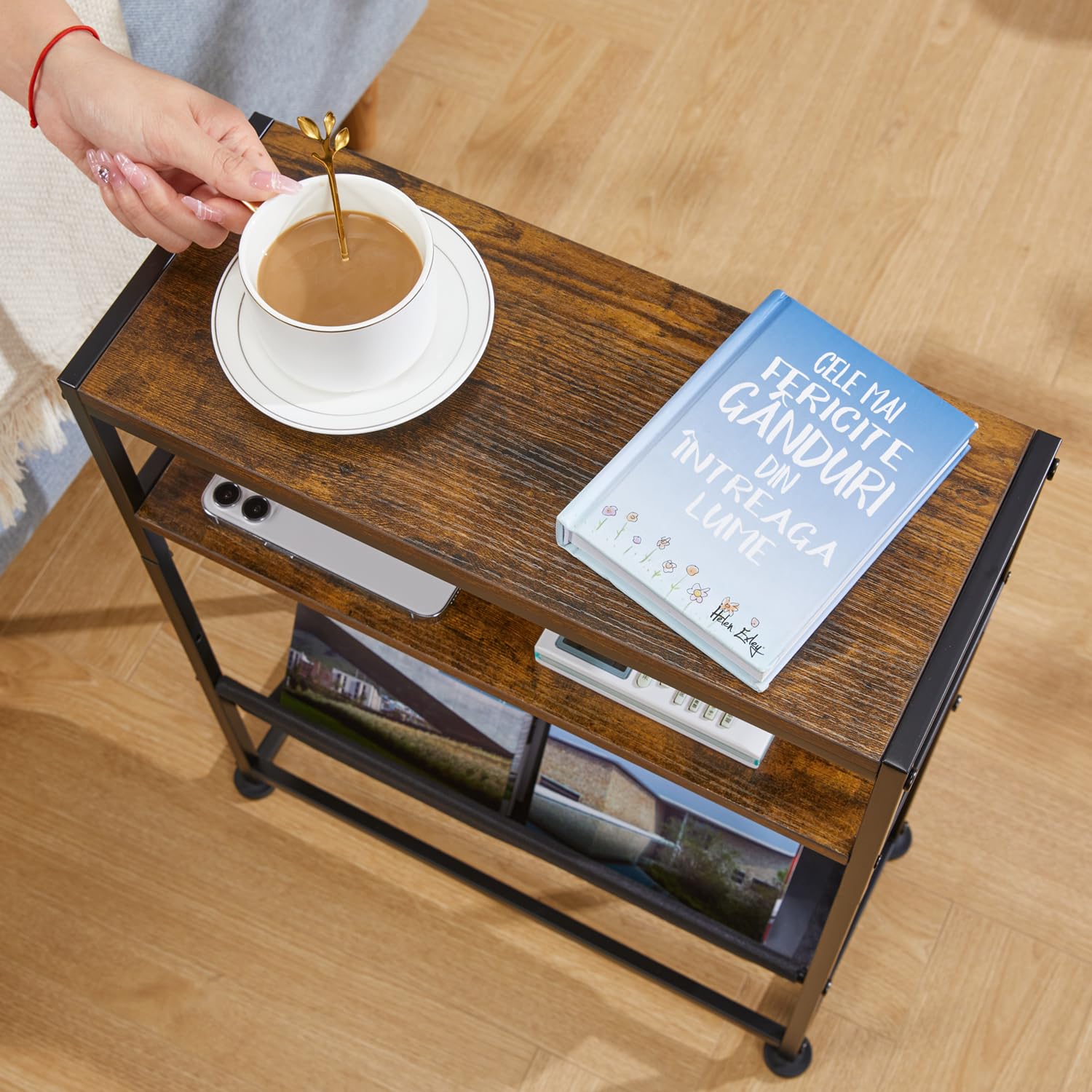 Mua Narrow End Table for Small Spaces - Slim Side Table with Magazine ...