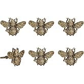 SOFFEE DESIGN Set of 6 Vintage Gold Zinc Cabinet Knobs, Decorative Metal Flower Shape Knobs Pull ...