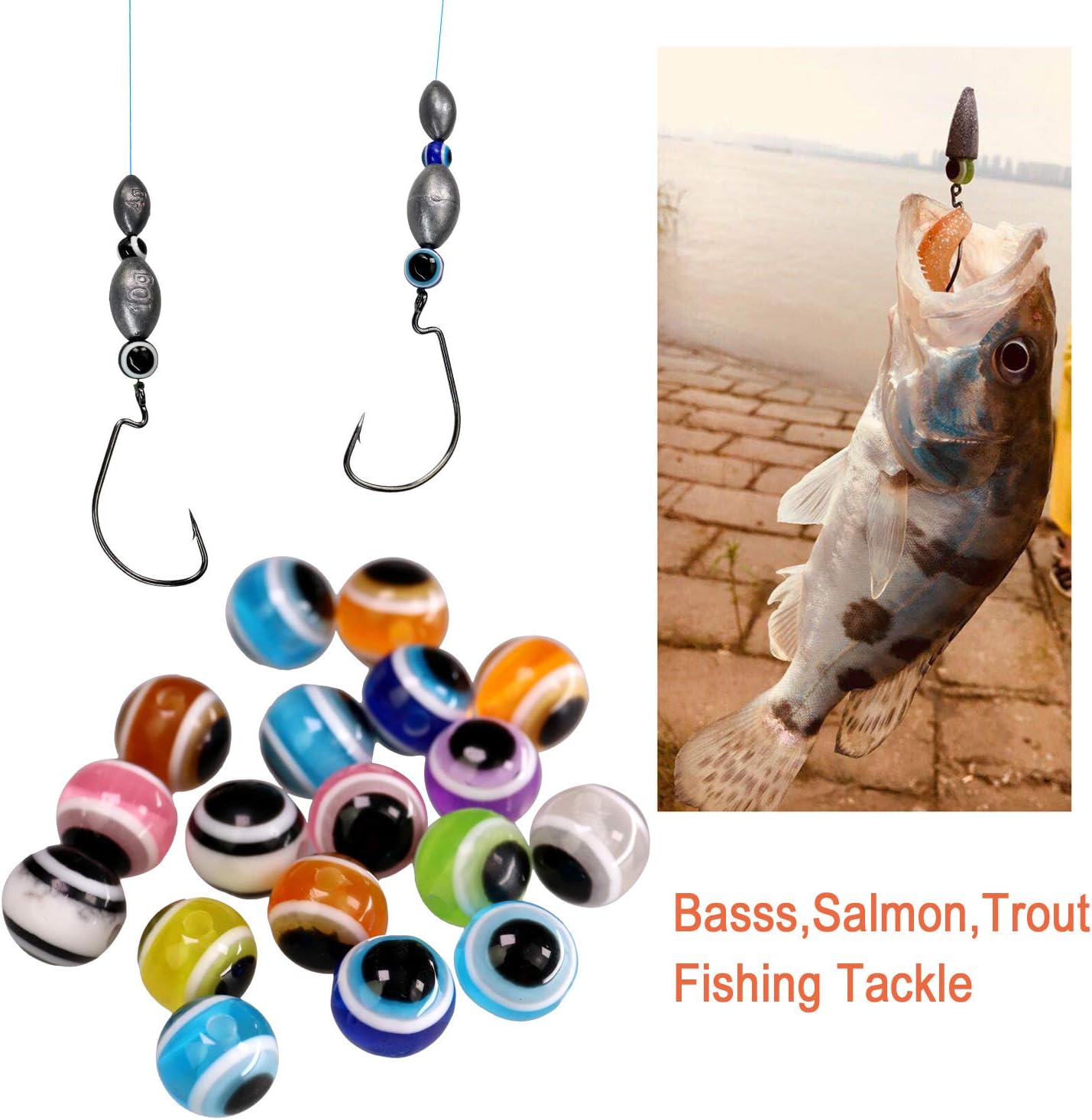 QualyQualy Fishing Beads 4mm 6.5mm 8mm 10mm 12mm Hard Plastic Beads For ...