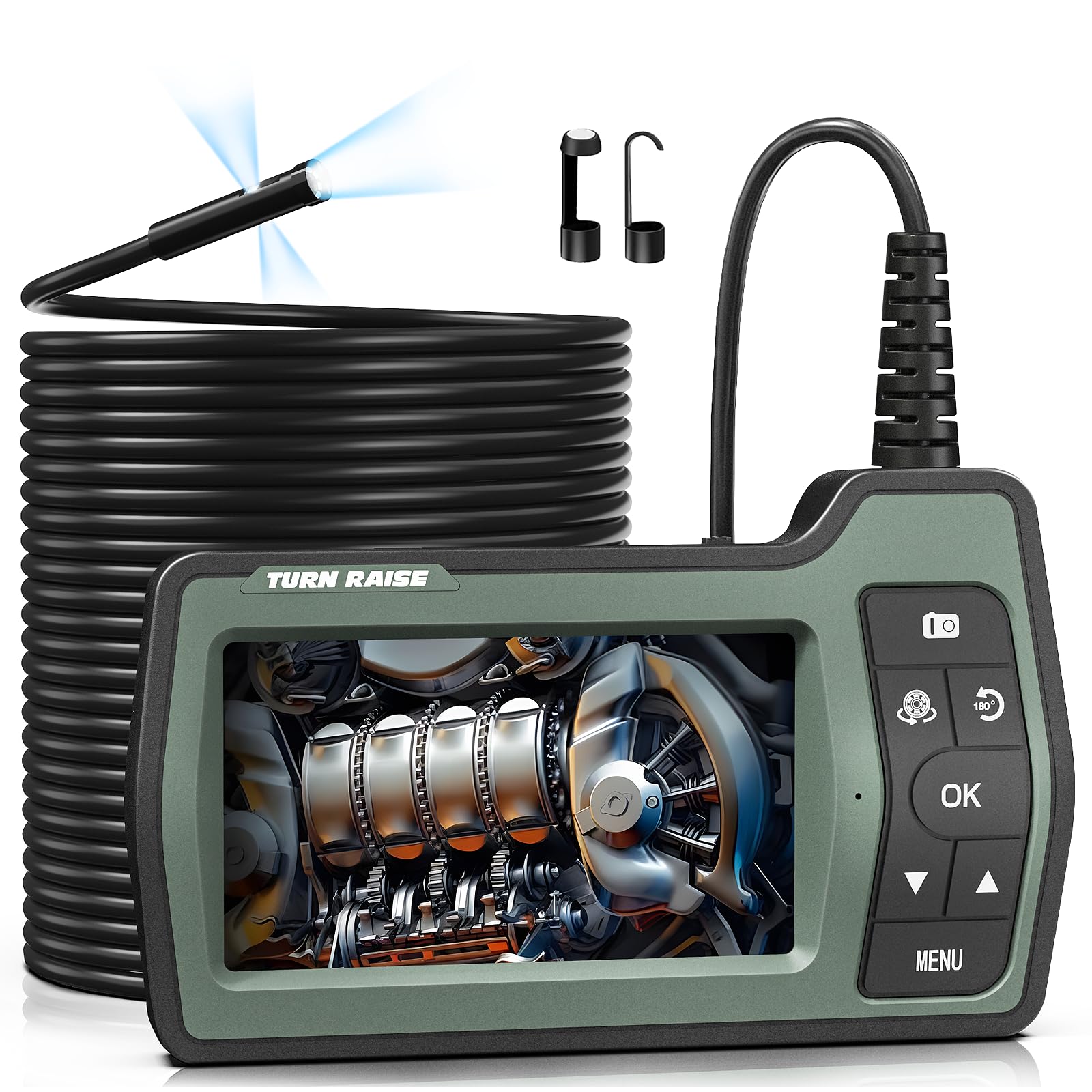 Triple Lens Sewer Inspection Camera with 50FT Semi-Rigid Cable, 1080P ...