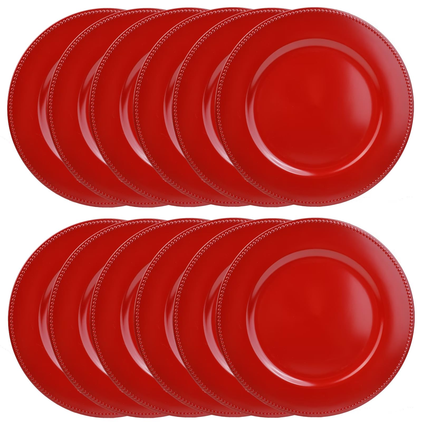 Leemxiiny Set of 12 Red Charger Plates with Beaded. 13" Reusable ...