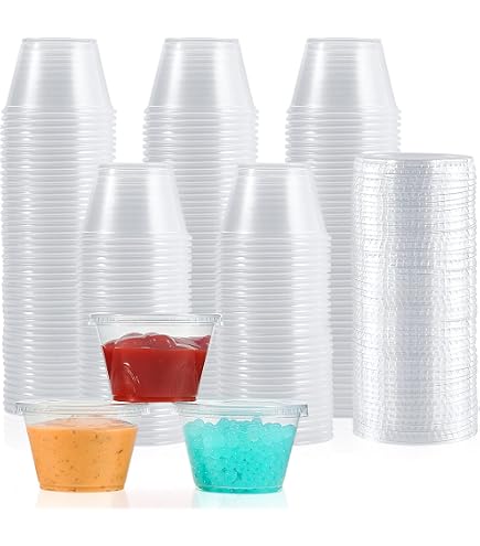 5.5 Oz Plastic Containers With Lids Reli. - 250 Sets Clear Portion Cups ...