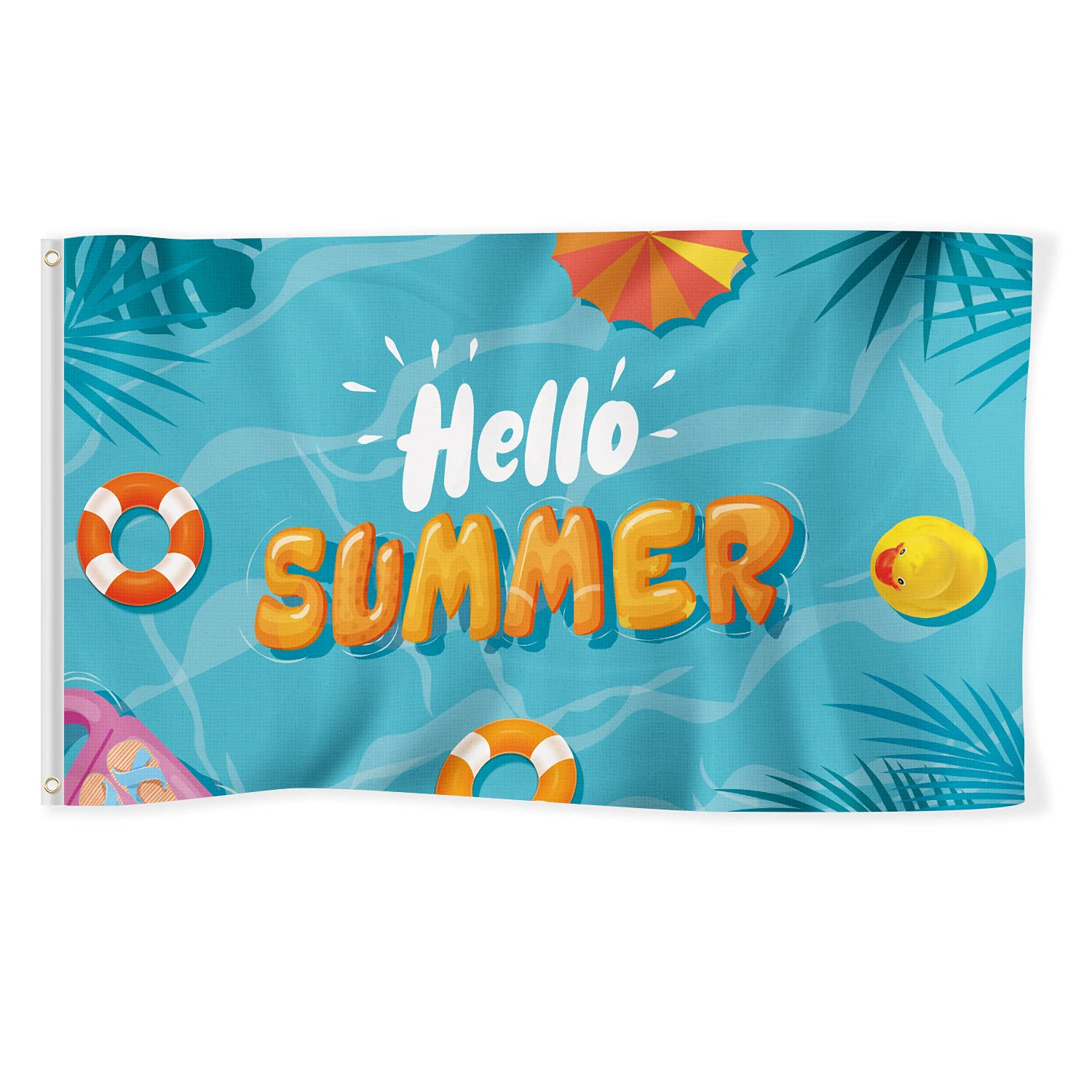 Amazon.com : Hello Summer Flag 3x5 Ft Banner Decorations Swimming Pool ...