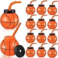 Amazon.com: Nuanchu 12 Sets 14 oz Basketball Cups with Straws and Lids ...