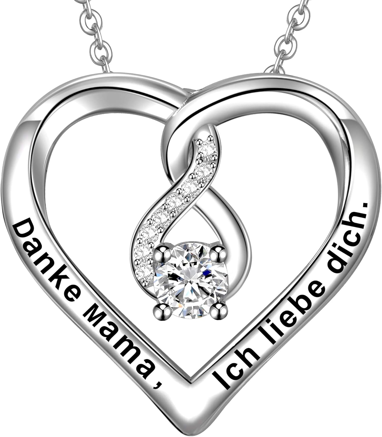 LOVORDS Damen Halskette Gravur 925 Sterling Silber Herz Unendlichkeits ...