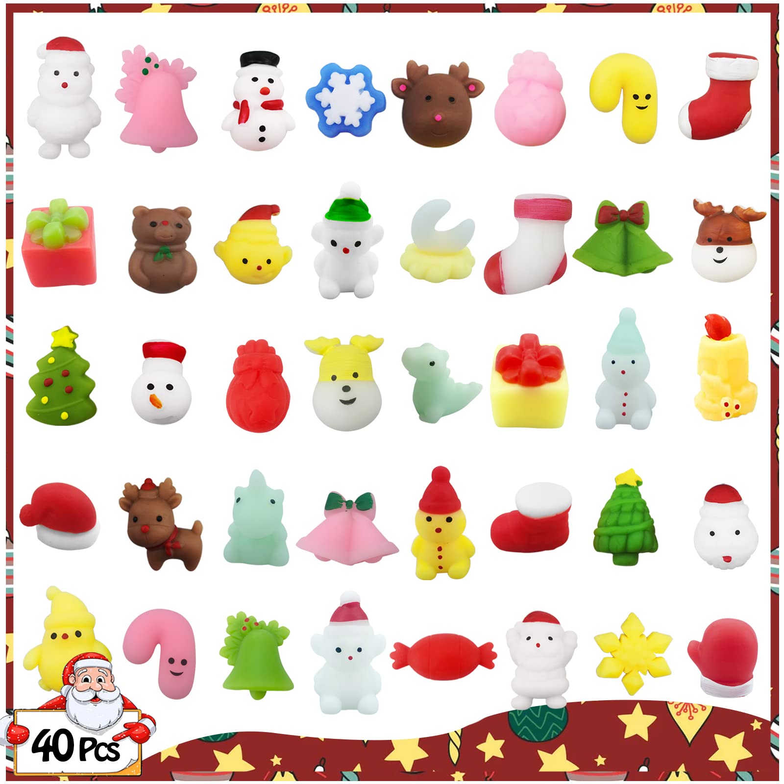 40Pcs Christmas Mochi Squishy Toys, Christmas Fidget Toys Squishies ...