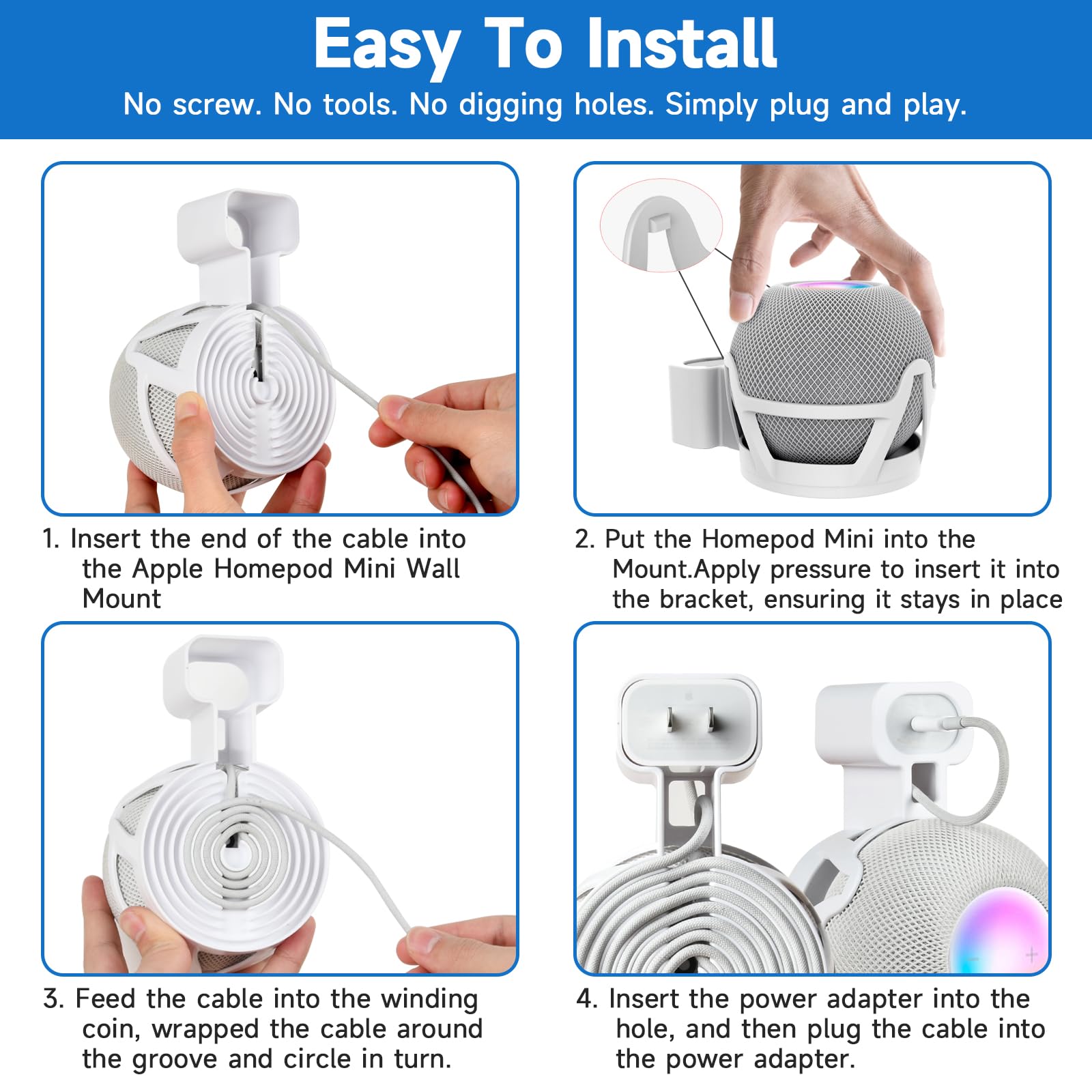 Mua CUHIOY Wall Mount Holder for Homepod Mini, Plug Mount with Cord ...