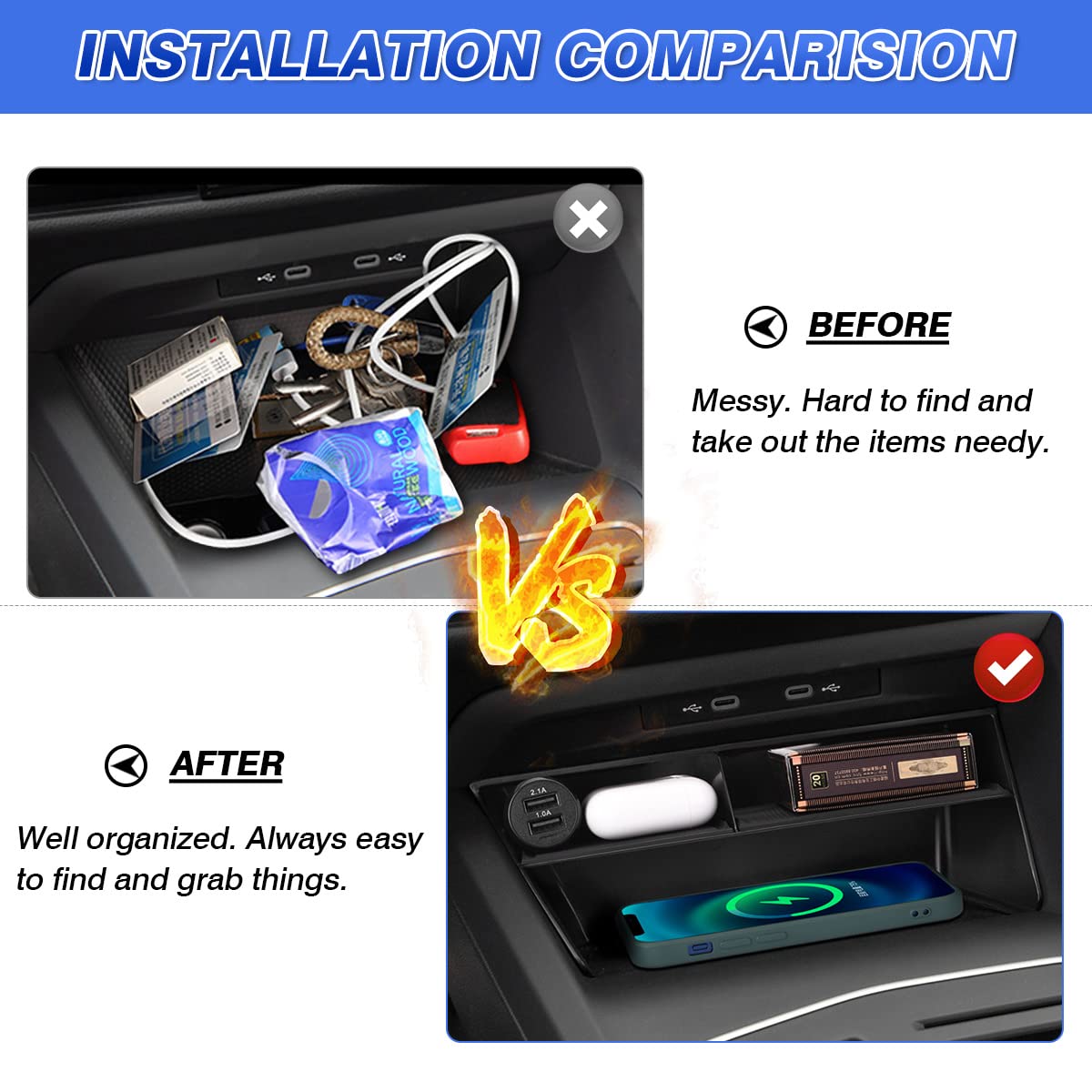 Mua Karltys Center Console Organizer for VW Volkswagen Golf GTI R MK8 ...