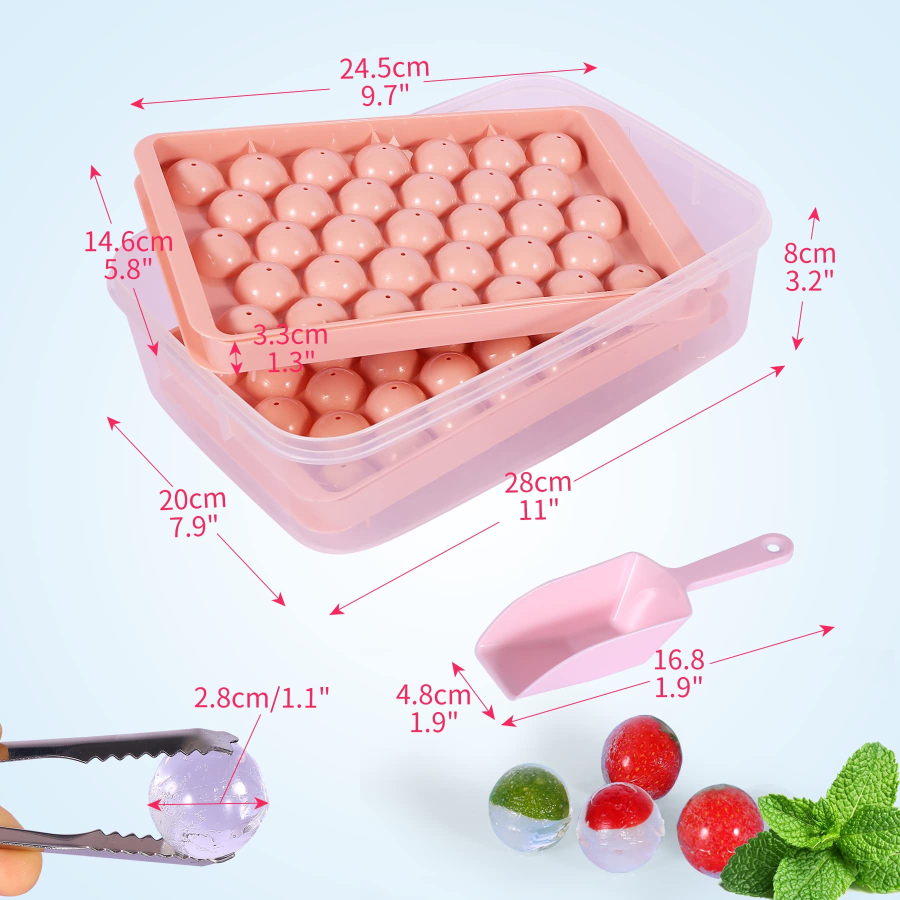 Mua Round Ice Cube Tray, Ice Ball Maker Mold for Freezer with Lid & Bin ...