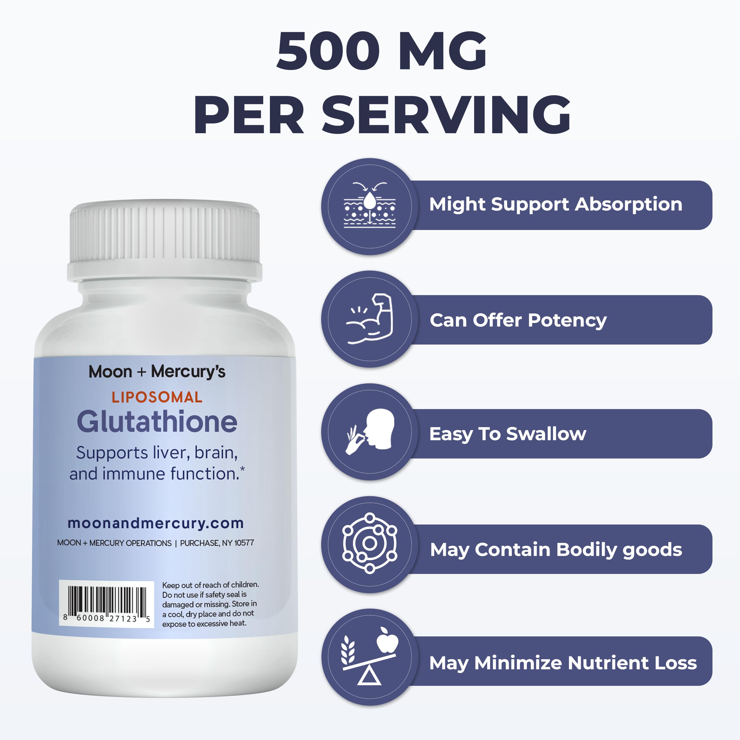 Mua Moon + Mercury Liposomal Glutathione Non-GMO, Gluten Free 500mg ...