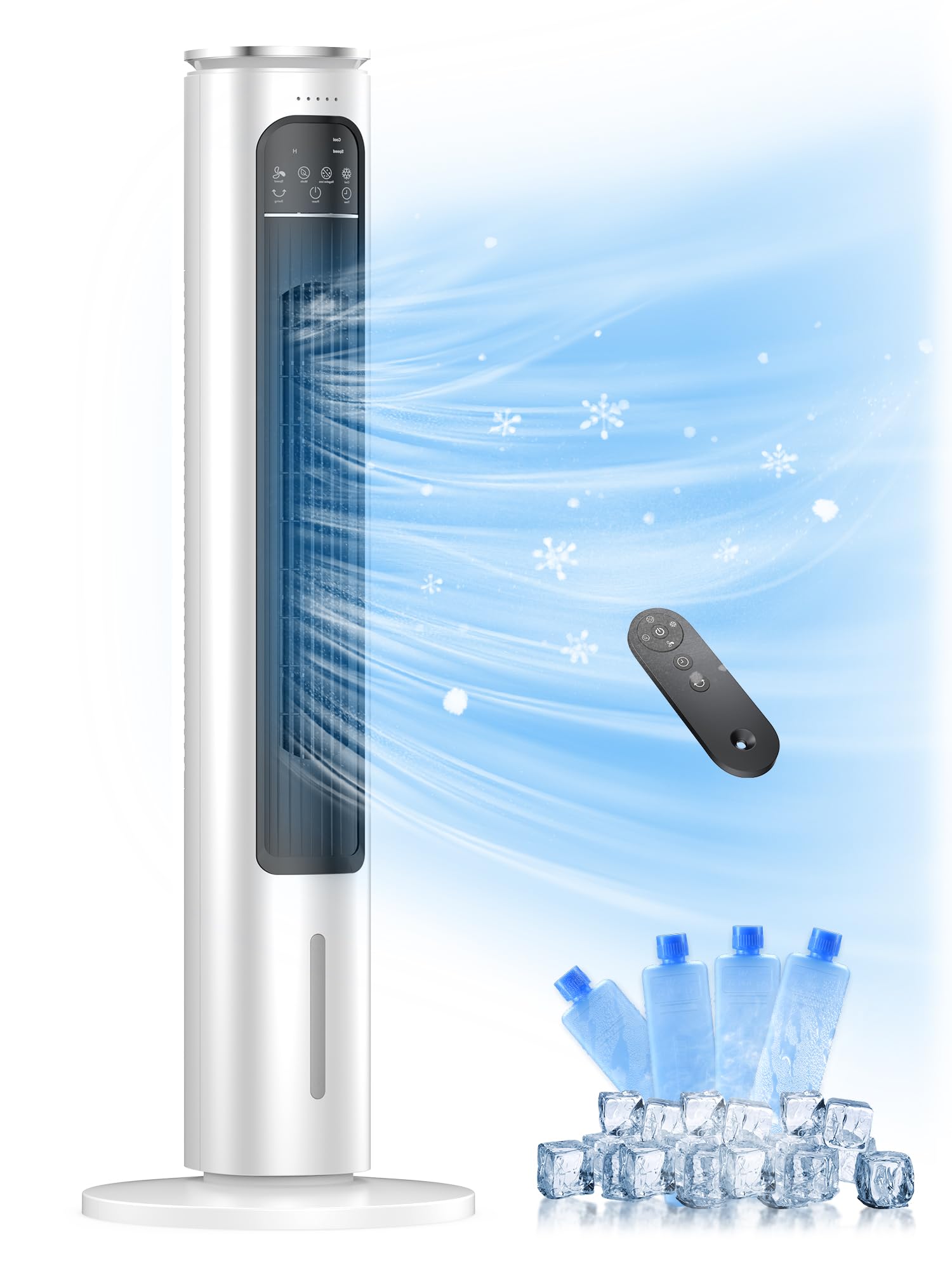 Evaporative Air Cooler, 37” Portable Air Conditioners, Swamp Cooler,4 ...