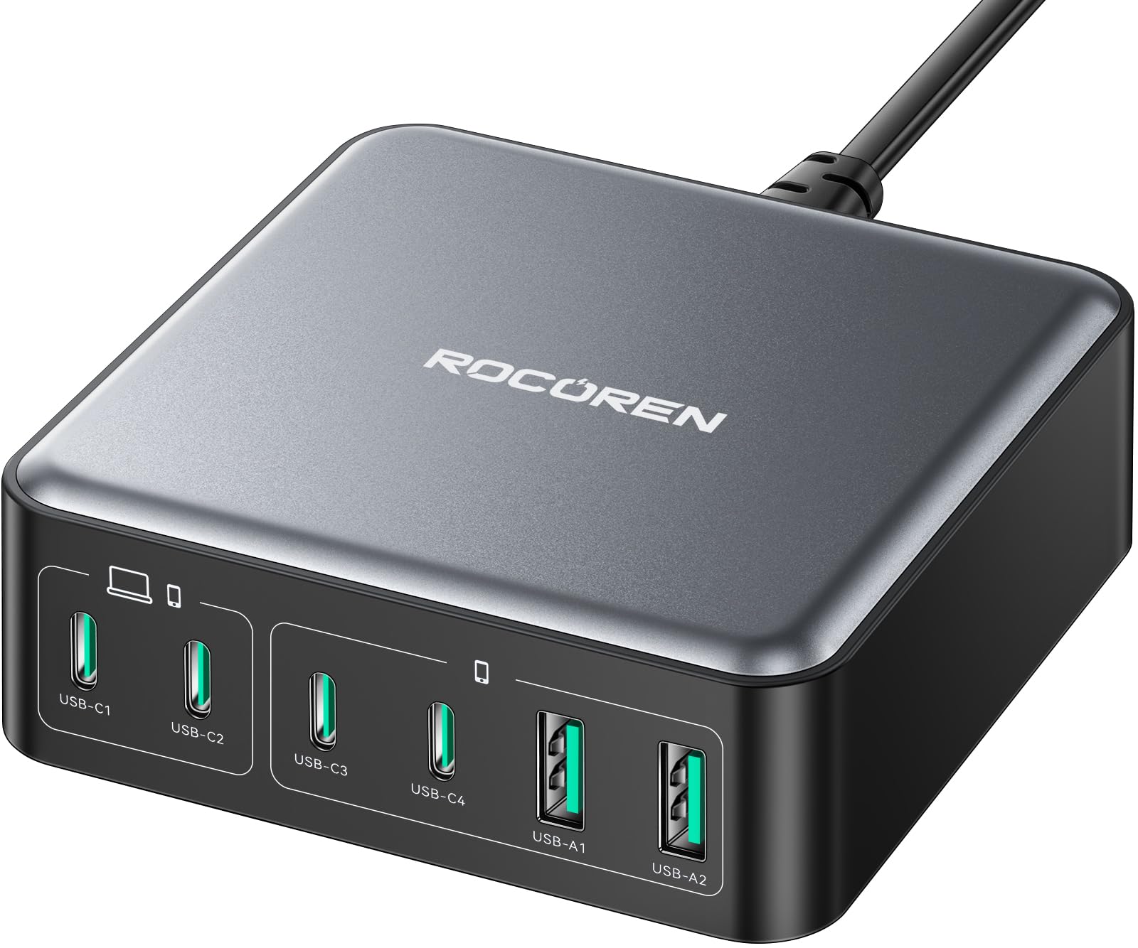 270W USB C Charger Block, Rocoren 6 Port Multi USB-C Charging Station ...