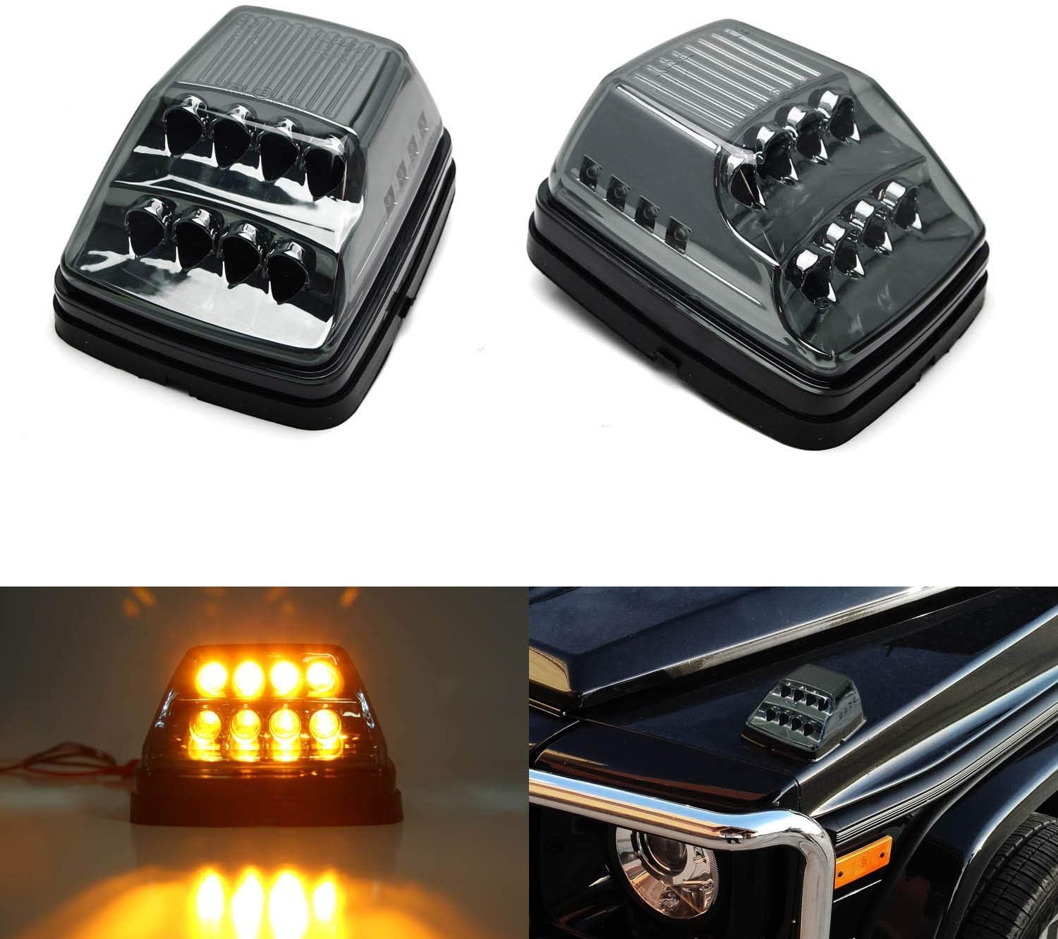 iJDMTOY Smoked Lens Amber LED Front Turn Signal Lamps Compatible With ...