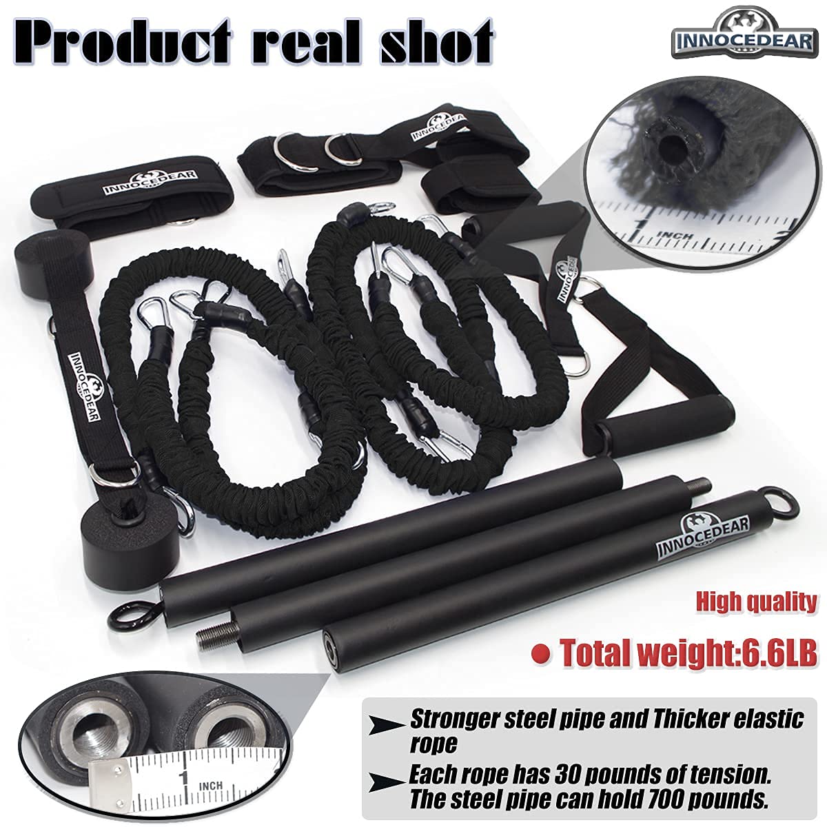 Mua INNOCEDAR Home Gym Bar Kit with Resistance Bands,Portable Gym Full ...