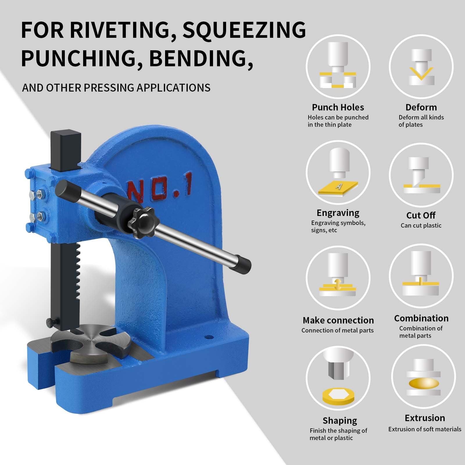 Mua Arbor Press 1 Ton,Manual Desktop Punch Press Machine,4.33" Work ...