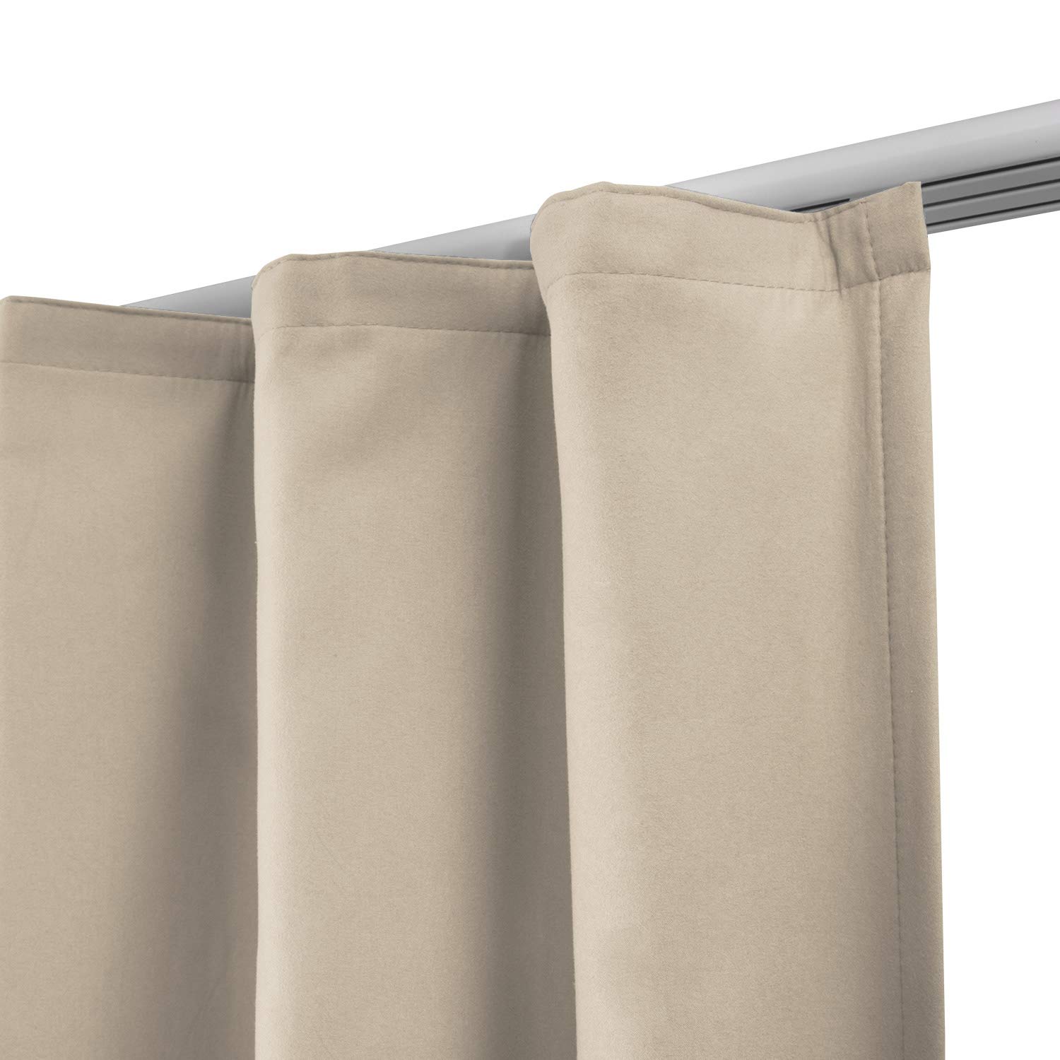 Beautissu Lot de 2 Rideaux Thermique Creme uni opaque à ruflette Amelie ...