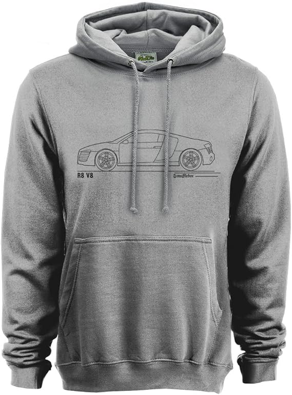 Audi R8 V8 Outline Hoodie Grey, Size: XXL Grey: Amazon.co.uk: Clothing