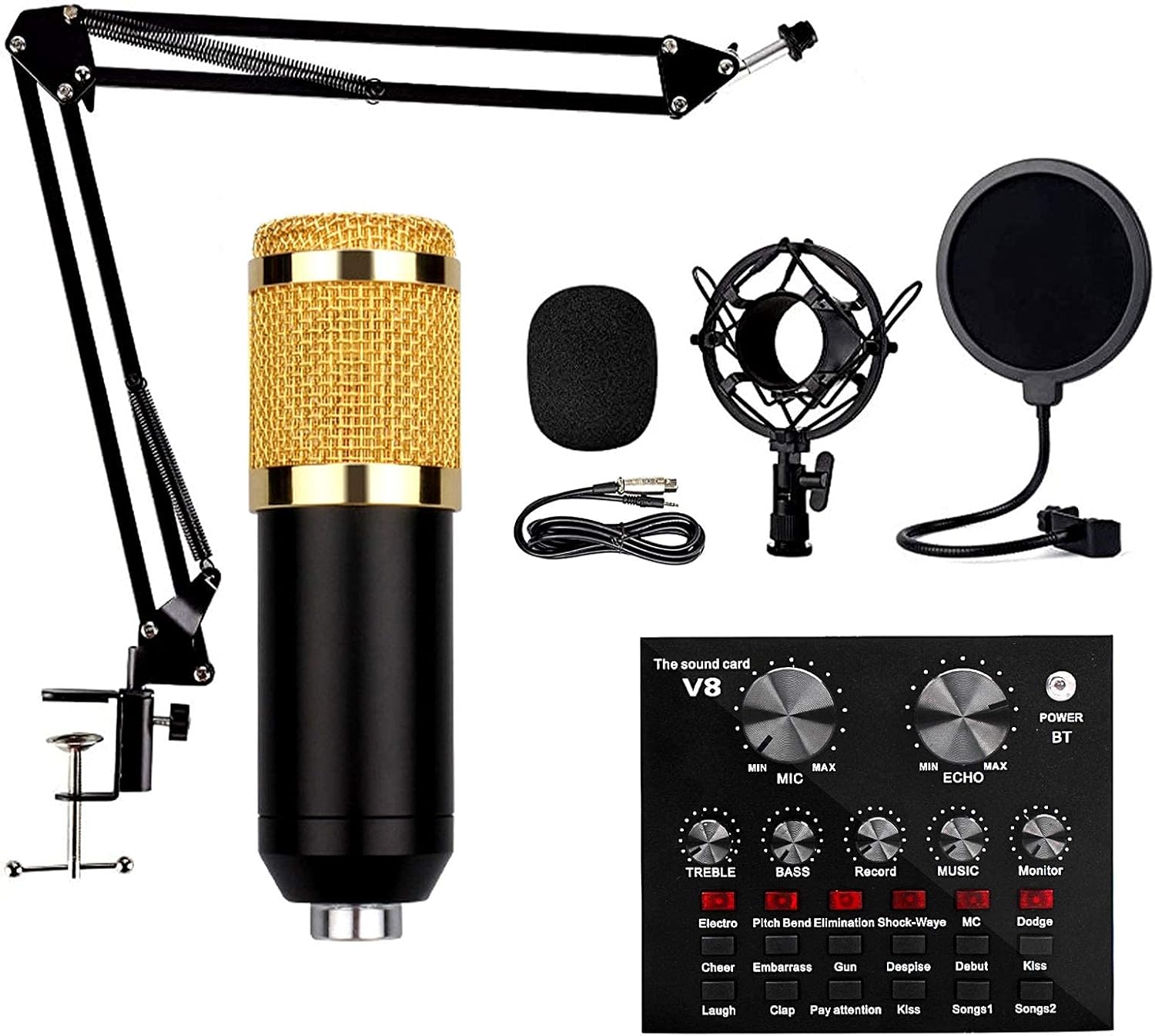 Multifunctional Live Sound Card, BM-800 Suspension Microphone Kit ...