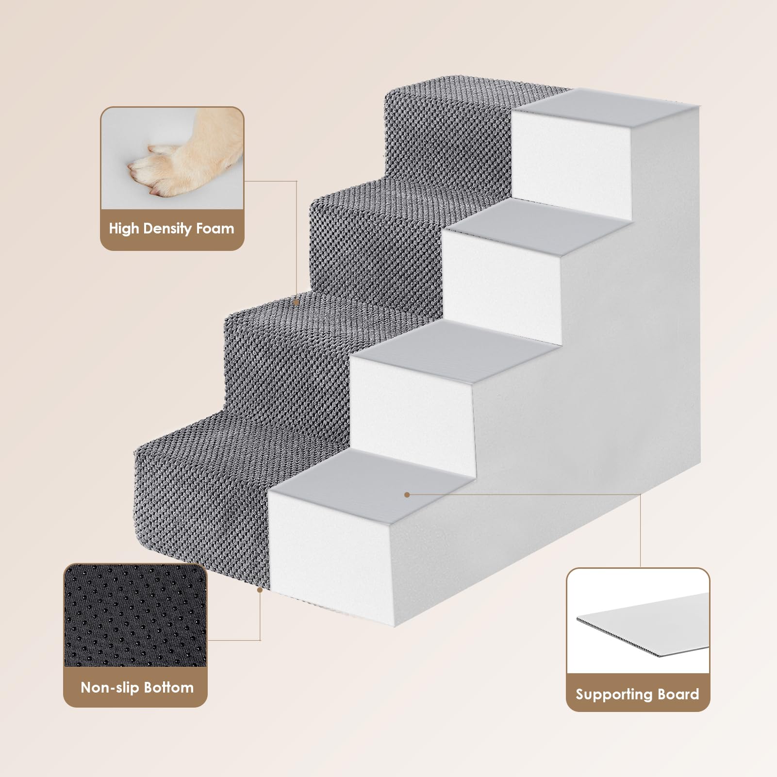 Mua EHEYCIGA Dog Stairs for Bed 18”H, 4-Step Dog Steps for High Bed ...