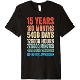Amazon.com: Awesome 15th Birthday Boys 15 Years Old T-Shirt : Clothing ...