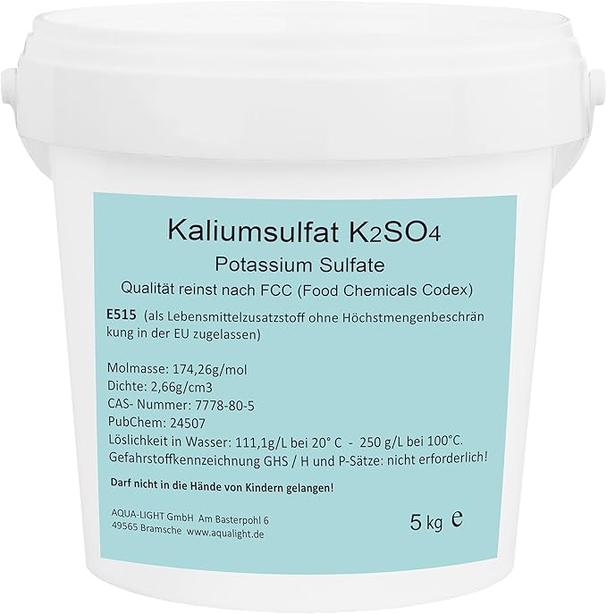 Kaliumsulfat 5kg K2SO4 - E515 Lebensmittelqualität: Amazon.de: Haustier