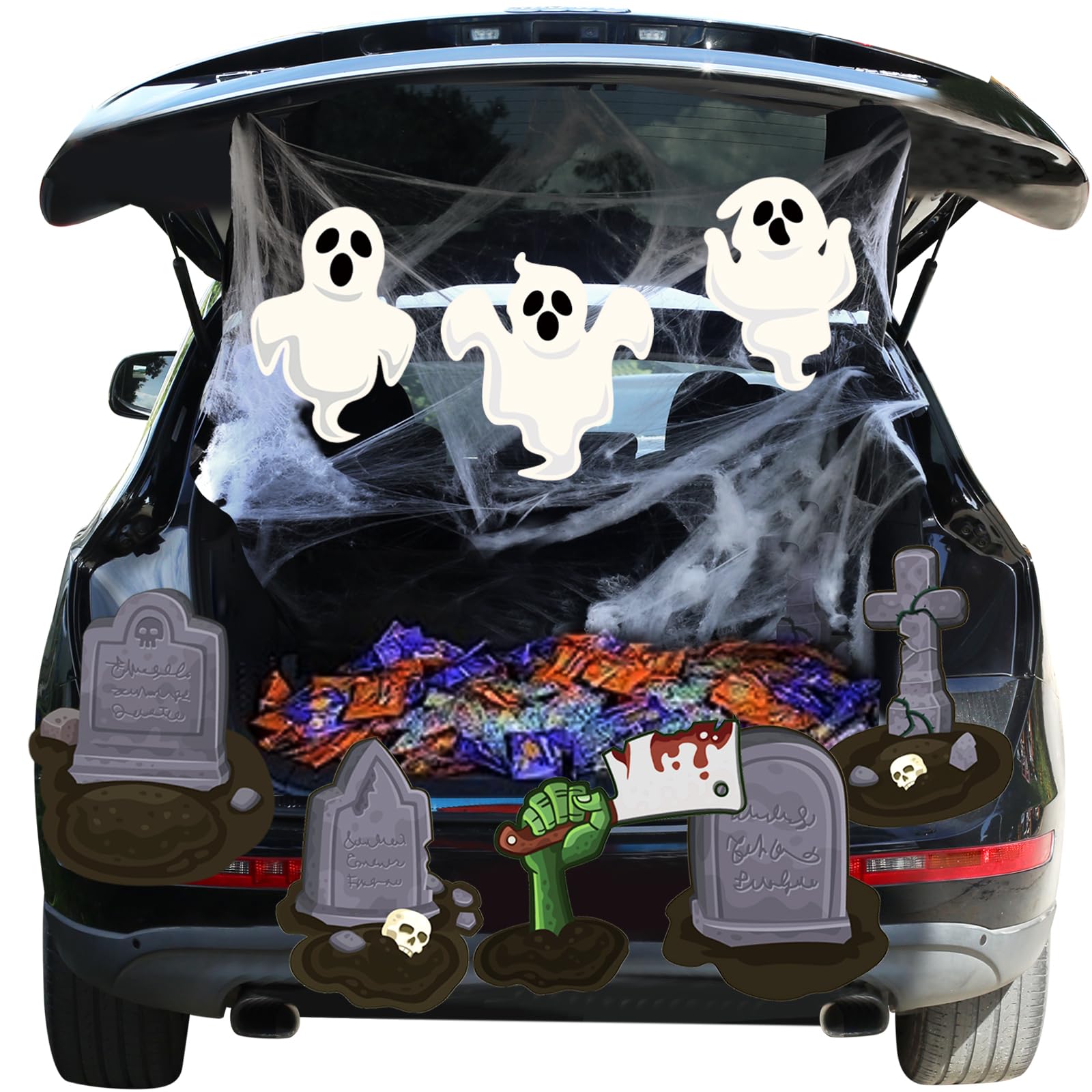 PARTYLOUD Trunk or Treat Car Decorations Kit, Halloween Tombstone Theme ...