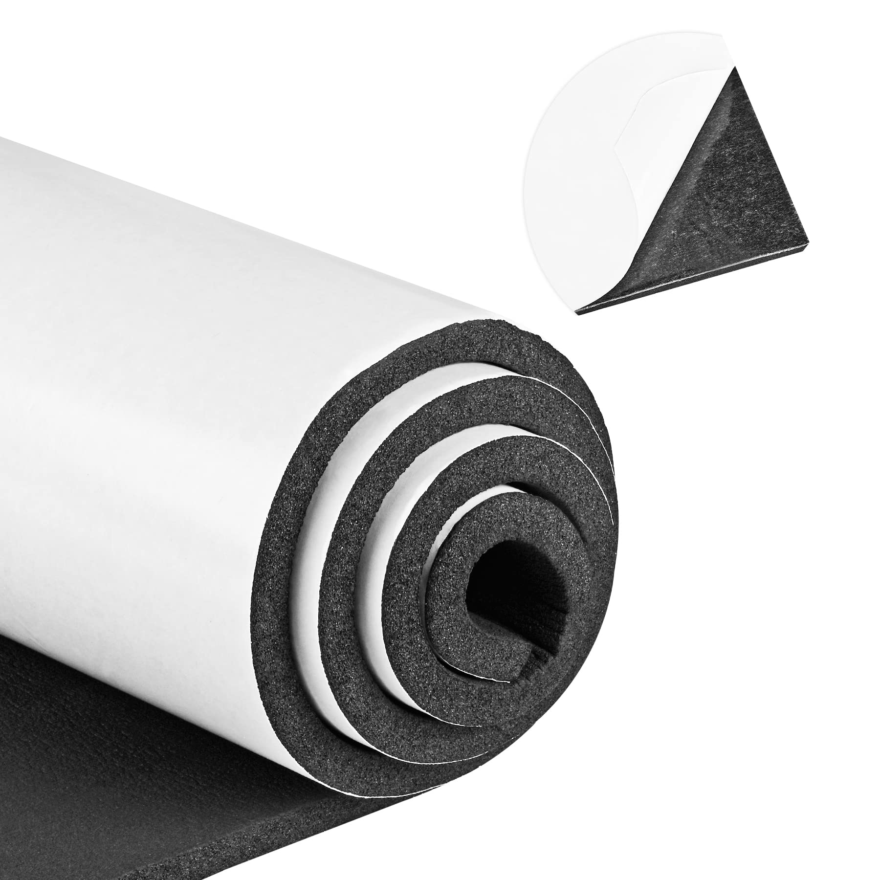 Neoprene Sponge Rubber Foam Sheets with Adhesive Backing, 12" x 60" x 1/2" Black Foam Roll ...