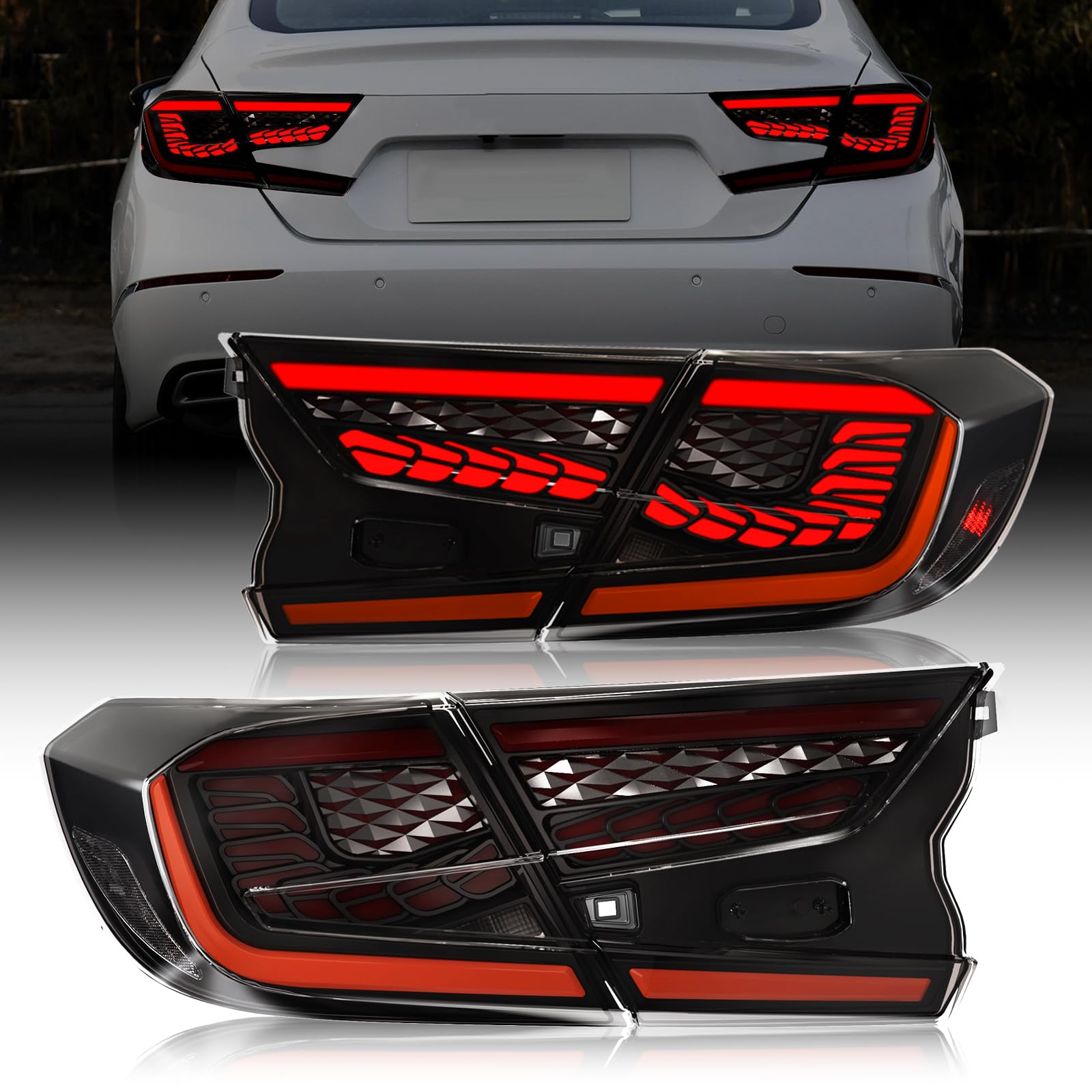 SINYATO INDUST LED Tail Lights for Honda Accord 10th Gen 2018-2022, 3D ...