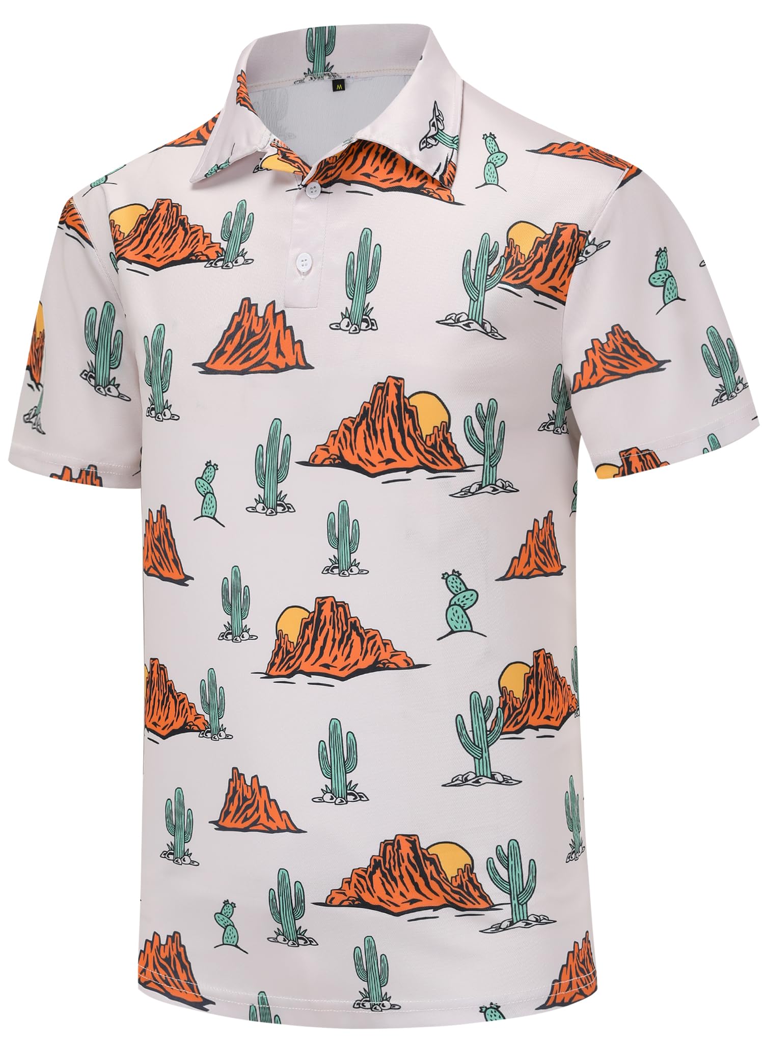 Funny Golf Shirts for Men Dry Fit Short Sleeve Print Mens Cactus Golf ...