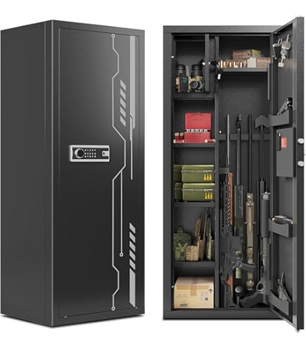 Home Gun Safe With Anti Theft Alarm Silent Mode 5-6 Gun Safe With ...