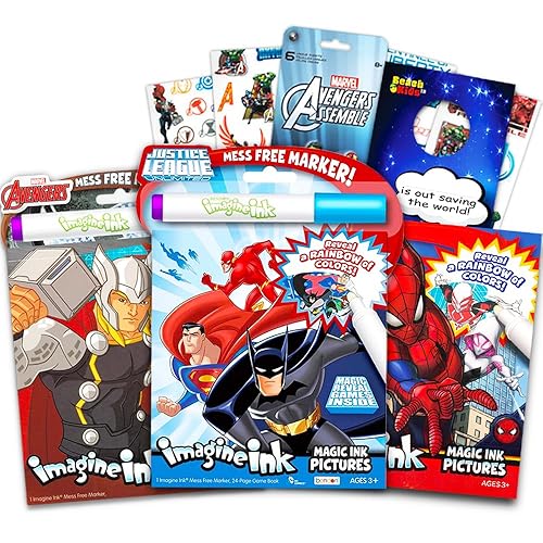 Imagine Ink Bundle of 3 Superhero Magic Pictures Activity Books Set ...
