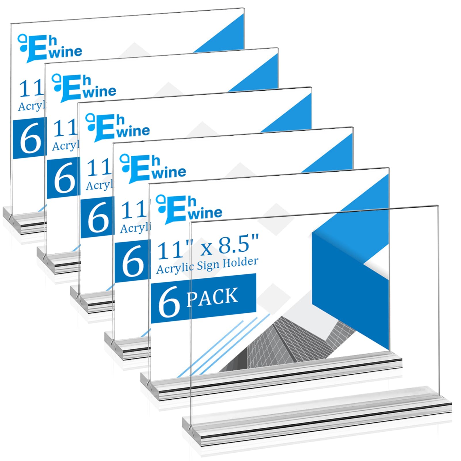 EHWINE 6 Pack Acrylic Sign Holder 8.5 x 11 Horizontal, Double-Sided ...