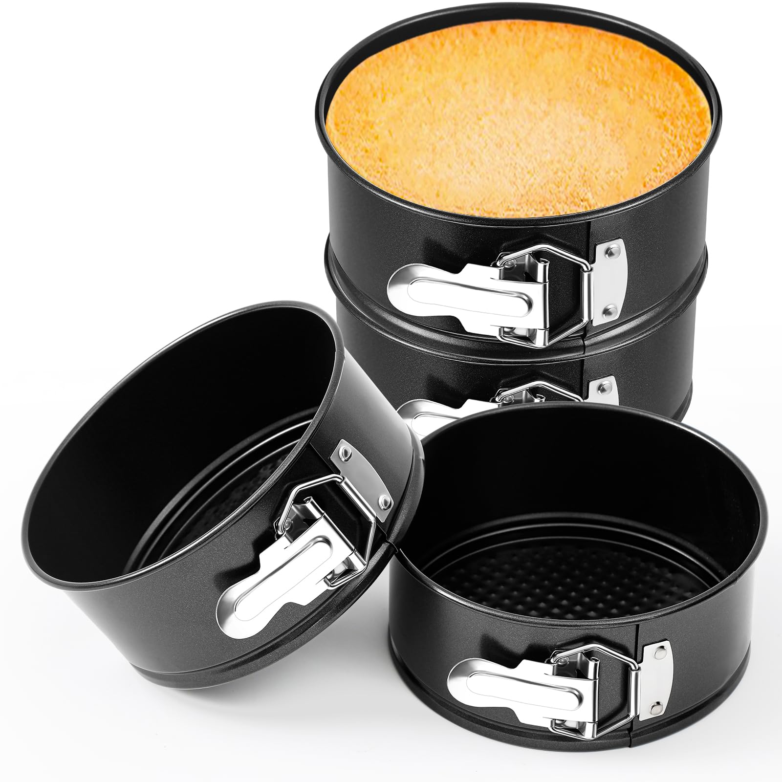 Funnymoom 4 Pcs 6 Inch Non Stick Springform Pan With Removable Bottom Carbon Steel Cheesecake
