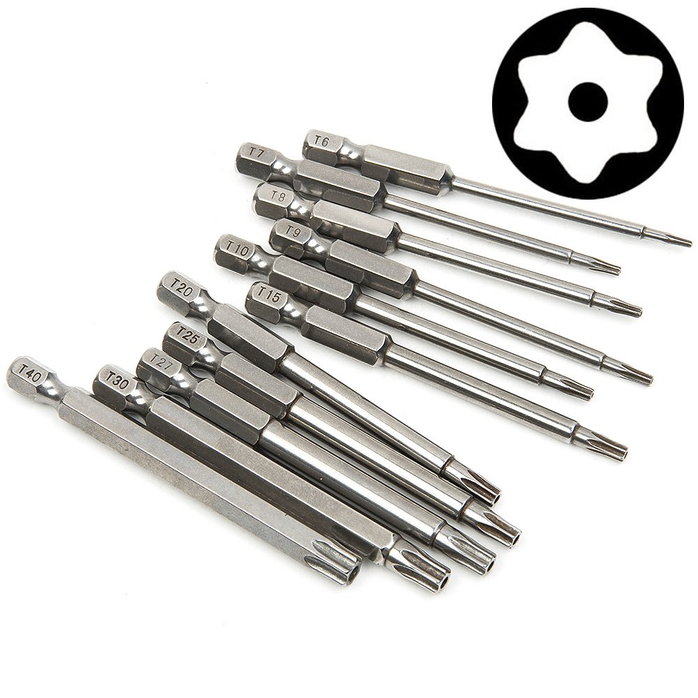 Yakamoz 11 Pcs Magnetic T6-T40 Torx Head Screw Driver Bit Set Security ...