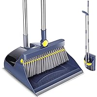 MR.SIGA Broom and Dustpan Set with Long Handle, Upright Broom and Dustpan Combo for Floor ...