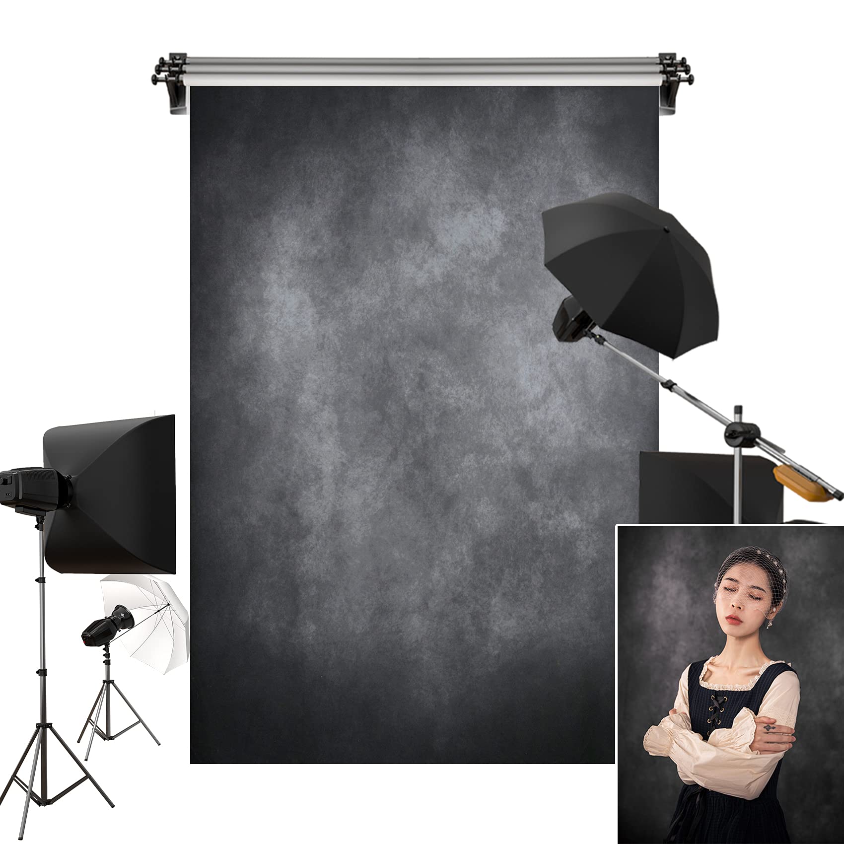 Kate 5x7ft/1.5x2.2m Dark Backdrop Black Abtract Texture Portrait Photo ...