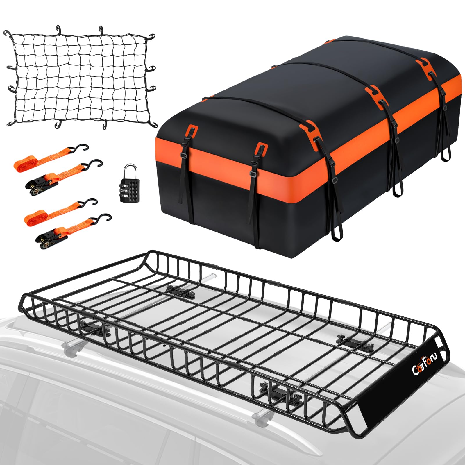 Carforu Roof Rack Basket 78" X 37" X 5" 250LB Capacity Rooftop Cargo ...