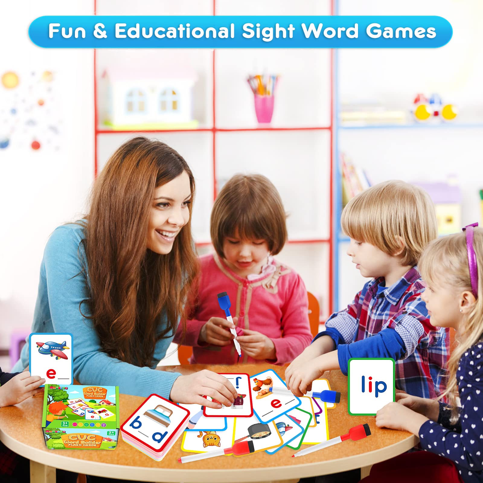 Mua Short Vowel Spelling Flashcards, CVC Sight Words Handwriting Cards ...
