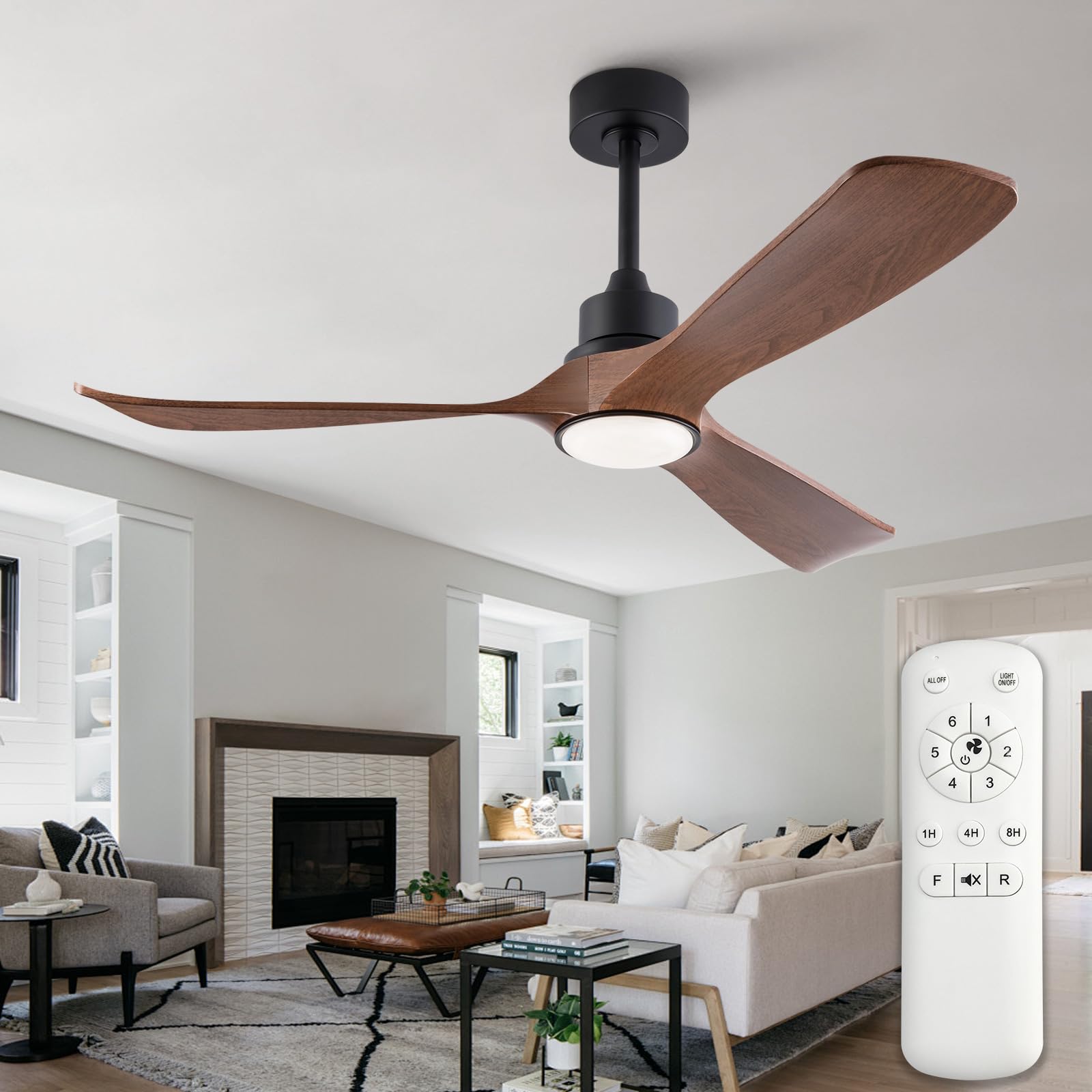 FUJIBONNY 52 Inch Ceiling Fans with Lights and Remote, Memory Function ...
