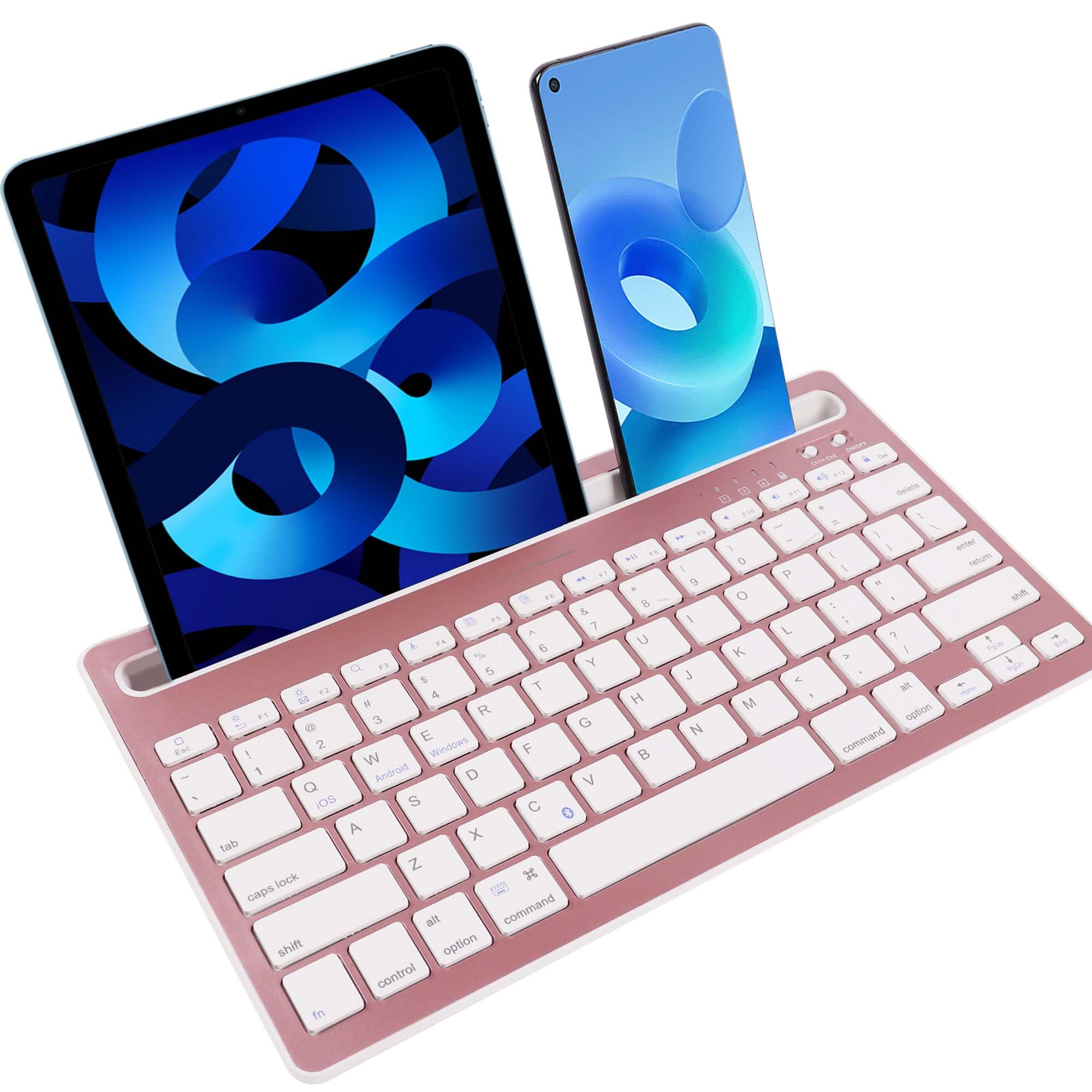 Bluetooth Keyboard,Multi-Device Rechargeable Wireless Keyboard Switch ...